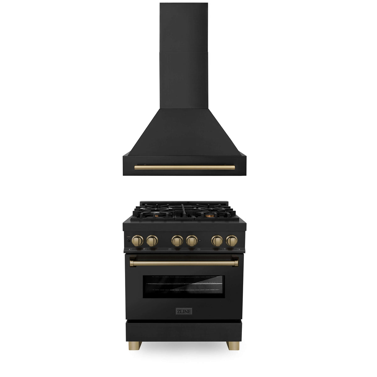 ZLINE 30 in. Autograph Edition Kitchen Package with Black Stainless St ...