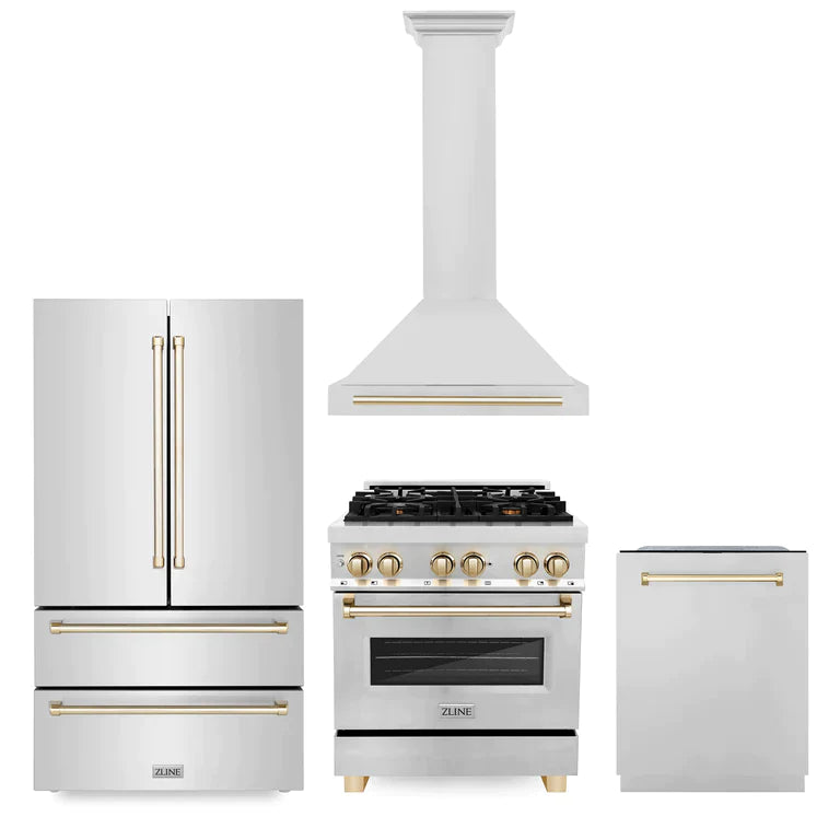 ZLINE 30 in. Autograph Edition Kitchen Package with Stainless Steel Du ...
